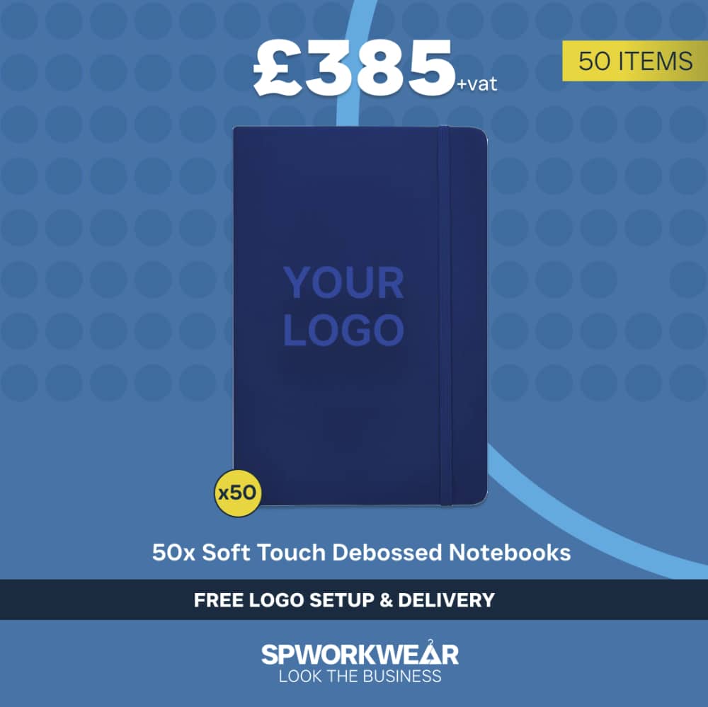 50x A5 Soft Touch Notebooks - Debossed | SP Workwear